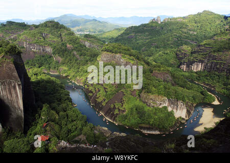 Wuyishan mountains in Fujian Province, China. Scenic view over the ...