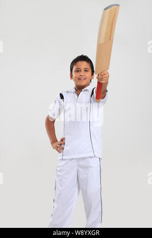 Boy playing cricket batting on white background - MR#494 Stock Photo ...