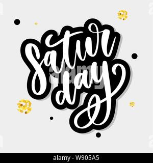 Saturday logo template vector lettering calligraphy text Stock Vector ...