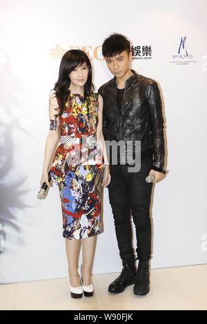 Hong Kong actor and singer Leo Koo, right, and actress Miriam Yeung act ...