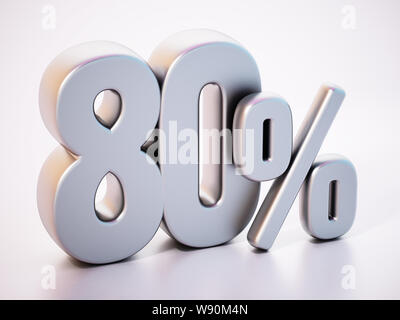 A 3D illustration of a 80 percent sign on orange background - discount ...