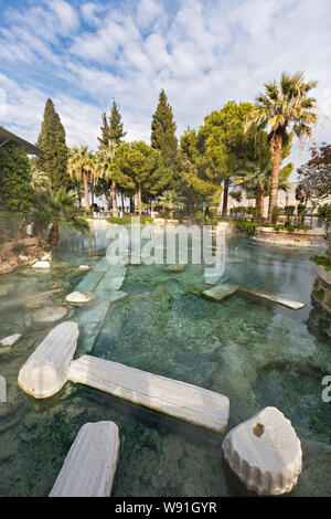 natural swimming pool with columns in Greek Hierapolis ,Pamukkale ...