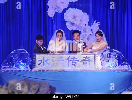 Chinas synchronized swimming twins and their husbands pose on their ...