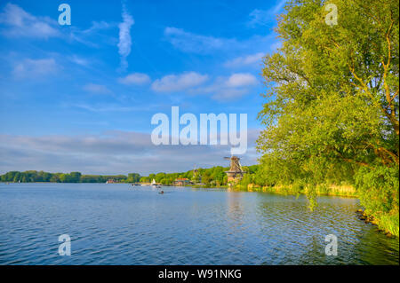 Historic windmills located in Kralingen Lake in Rotterdam, the ...