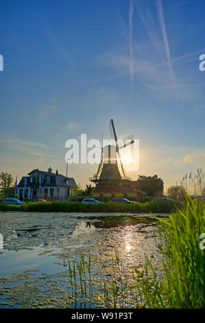 Historic windmills located in Kralingen Lake in Rotterdam, the ...