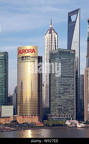 Aurora Building and Mirae Asset Building. Pudong, Shanghai, China. View ...