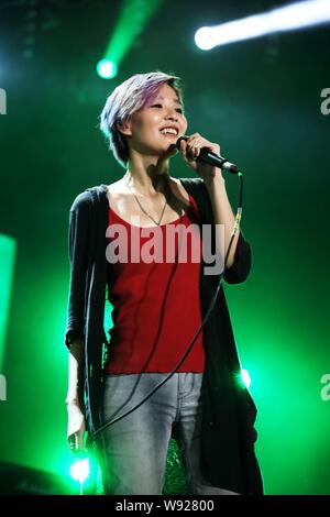 --FILE--Taiwanese singer Deserts Chang performs at the 2013 Orange Isle ...