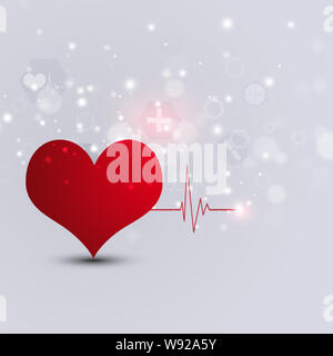 red heart pulsating rhythm graph medical background Stock Photo - Alamy