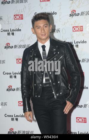 Taiwanese actor Nicky Wu poses on the red carpet for a celebrity event ...