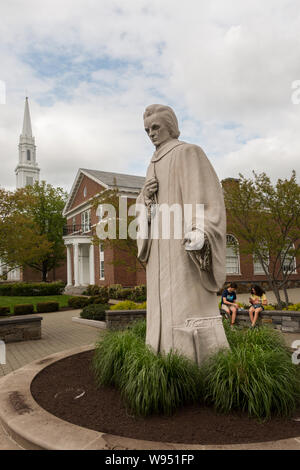 Noah Webster statue in blue back square in West Hartford Connecticut ...