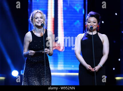 Chinese singer and actress Huang Ying attends an activity in Wuhan City ...