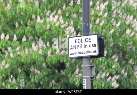 London, England, UK. ANPR (Automatic Number Plate Recognition) sign in ...