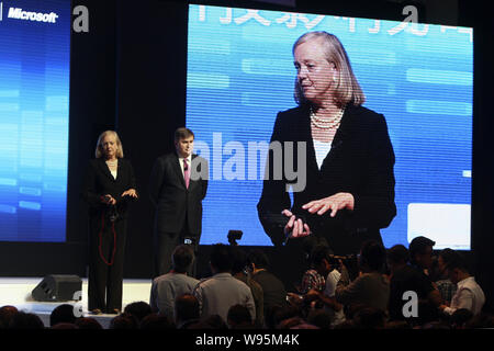 HP (Hewlett-Packard) President and CEO Meg Whitman delivers a speech ...