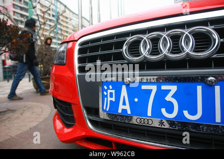 --File--An Audi car with Shanghai license plate is pictured at a street ...