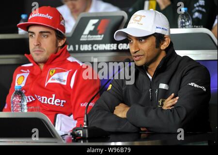 Indian Formula One driver Narain Karthikeyan of Hispania Racing (HRT ...