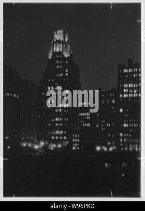 American Radiator building at night, New York City. Exterior. Gottscho ...