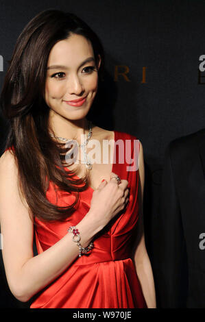 Taiwanese singer Christine Fan or Fan Fan poses at the opening ceremony ...