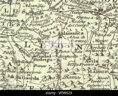 Detalle mapa 1780 sur reino de leon Stock Photo - Alamy