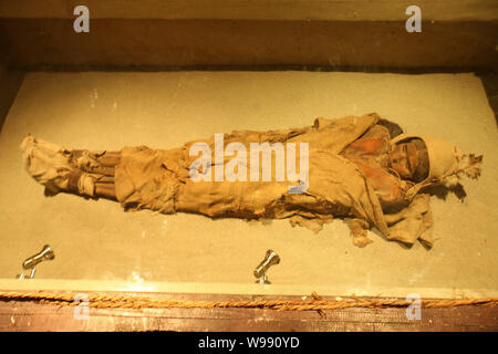--File--View of the Loulan Beauty, a female mummy, discovered in ...