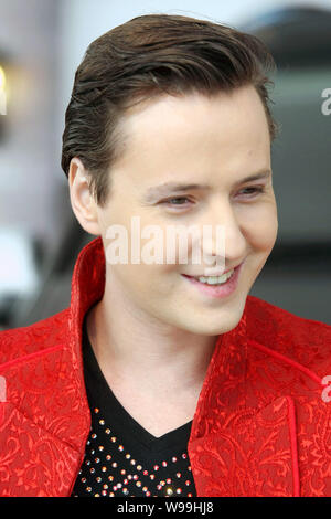 Russian singer Vitas is pictured at the booth of Mercedes-Benz at the ...