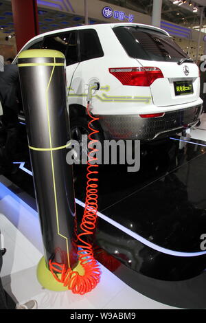 A Changfeng CS7 electric car is displayed at the 11th Beijing ...