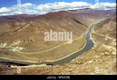 This undated photo shows the Jiacha Canyon on the Yarlung Zangbo River ...