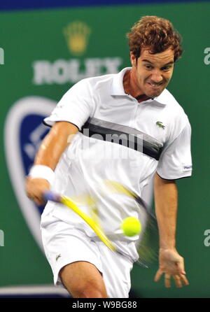 Richard Gasquet of France competes against David Ferrer of Spain during ...