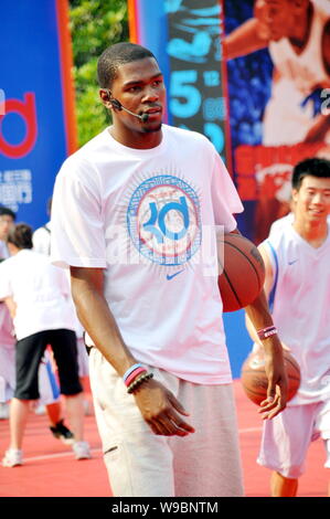 Basketball player Kevin Durant of the Oklahoma City Thunder attends a ...