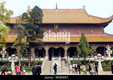 Tourists visit the Nanyue Temple (Nanyuedamiao) at the Hengshan ...