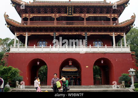 Tourists visit the Nanyue Temple (Nanyuedamiao) at the Hengshan ...