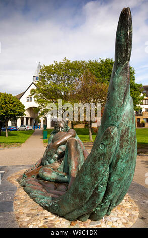 Irish mermaid sculpture, Irish sea, coastal cliffs, statue, Howth ...
