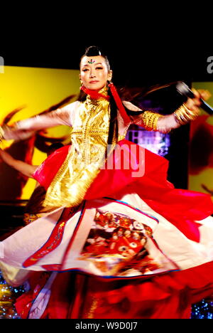 Chinese singer Sa Dingding performs during a concert marking the 200 ...