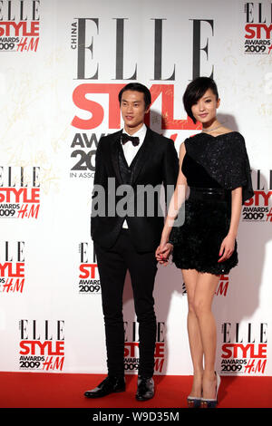 Chinese models Du Juan, right, and Philip Huang are seen at the red ...
