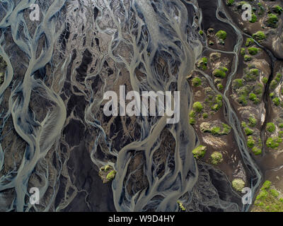 Aerial image of a river branching out to hundreds of channels in ...