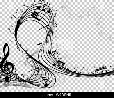 Musical Notes Background. Transparency Grid Design. Vector Illustration ...
