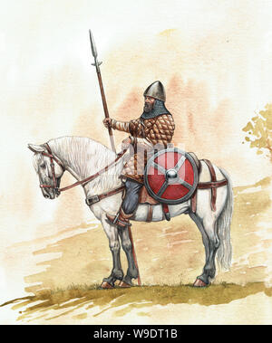 Knight horseback. German (ottonic) heavy cavalry charging at the Battle ...