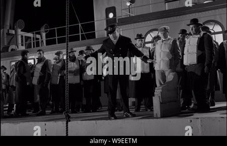 London. UK. Kenneth More as Charles Lightoller (Titanic officer) in a ...