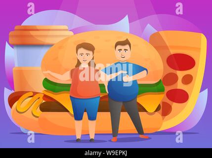 Family of fat obese overweight people standing together stick figure ...