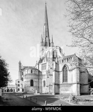 Romanesque tower and Gothic windows with tracery of St. Stephen's ...