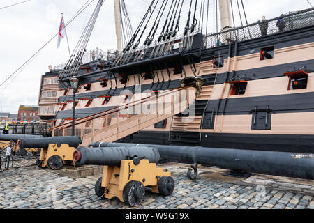 The gangway of HMS Victory in Portsmouth the flagship of Lord Nelson's ...