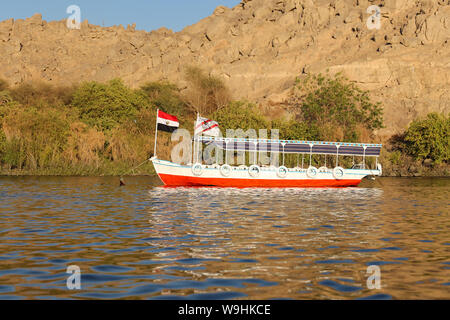 ASWAN, EGYPT - MARCH 27, 2019: Boat in Nile river, Aswan city Stock ...