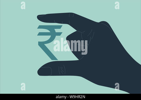 Person hand showing Indian rupee symbol Stock Photo - Alamy
