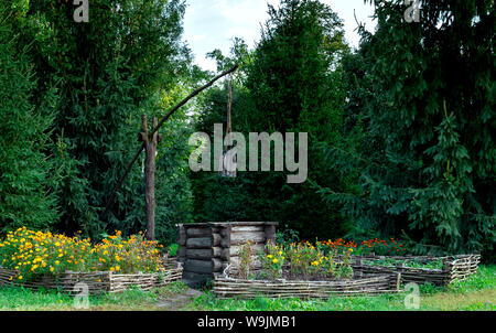 Traditional water well (well sweep or shadoof) in the Hungarian lowland ...