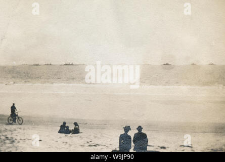 Antique c1900 photograph of Victorian beach goers in front of Young's ...
