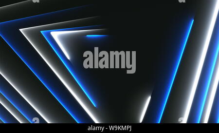 Many neon triangles in space, abstract computer generated backdrop, 3D ...