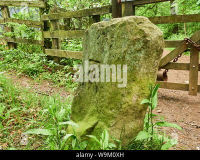 Ordnance Survey surveyors benchmark carved in stone on a wall in ...