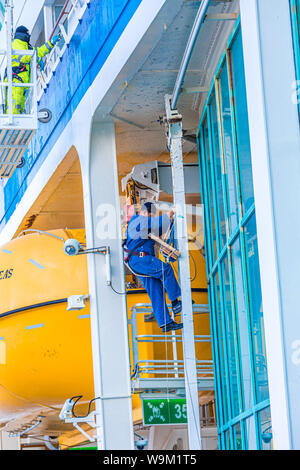 Window Washing Equipment on Cruise Ship Stock Photo - Alamy