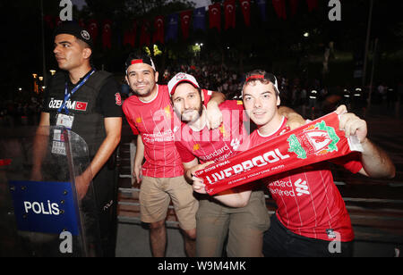 Liverpool fans during the UEFA Super Cup Final at Besiktas Park ...