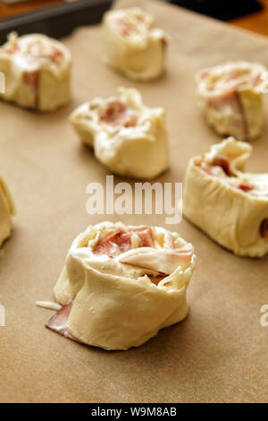 Puff pastry rolls with cream cheese. Desserts with cream cheese Stock ...