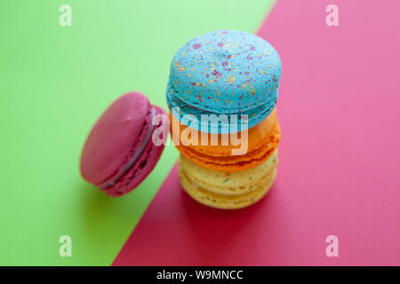 French crash macarons. Stack of macaron with dorblu and wine isolated ...